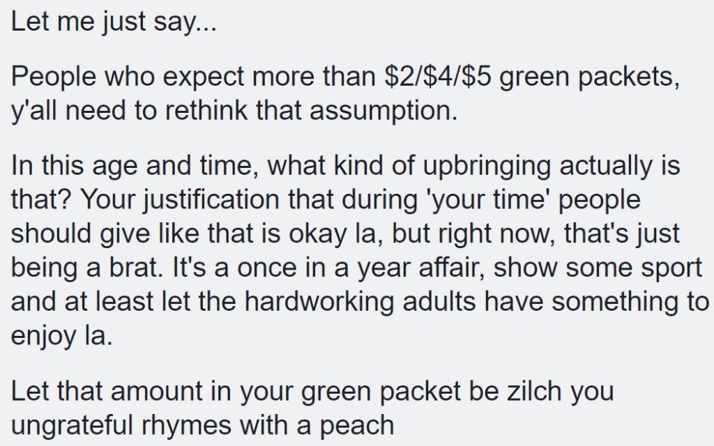 Netizen Complains About $2 Hari Raya Green Packets, Internet's Not ...