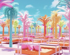 Neon Pastel Beach In Cebu Has A Rose-Tinted Pool & Rainbow Cabanas