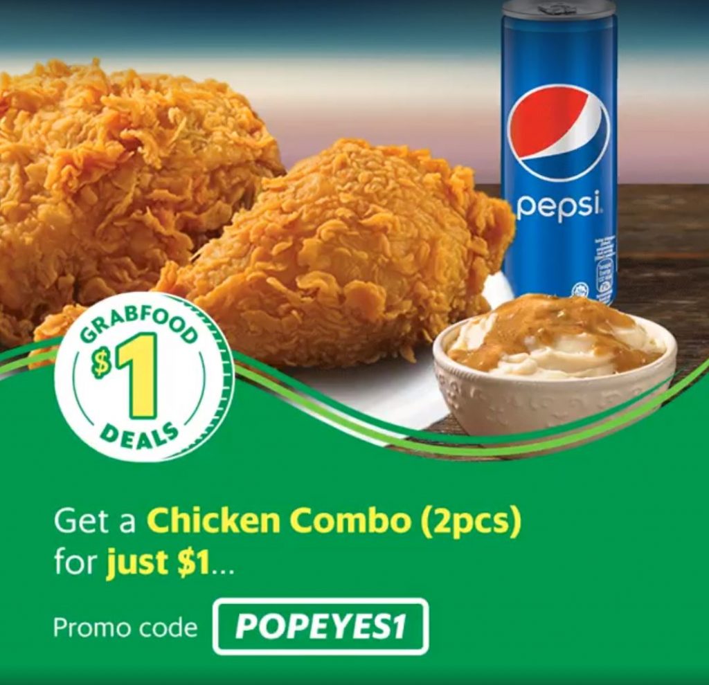 Pick Up A $1 Popeye's 2Pc Chicken Combo With GrabFood