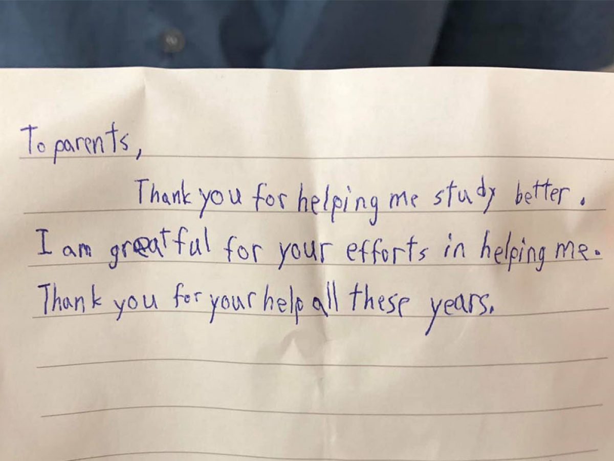 Thank You Letter To Parents