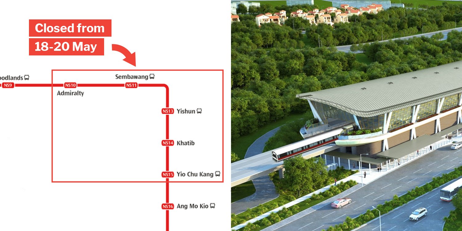 5 NSL MRT Stations Closed From 18-20 May For Canberra Opening; Shuttle ...