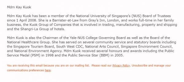 NUS Engages In Damage Control, Sends Email To Alumni Assuring Action