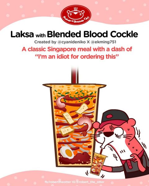 Laksa Hum & Mala Grass Jelly Bubble Tea Fanart By S'pore Artist Is ...