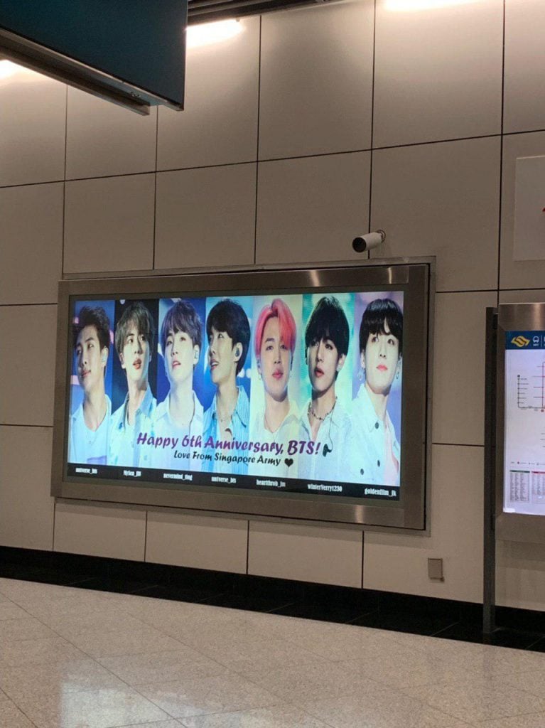 S'pore BTS Fans Buy Dhoby Ghaut MRT Banner To Prove Their Love For All ...