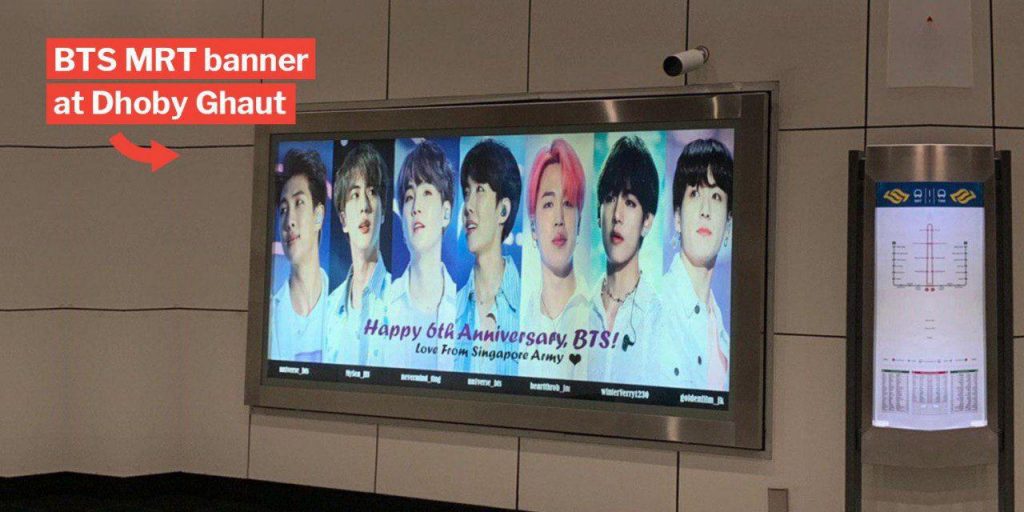 S'pore BTS Fans Buy Dhoby Ghaut MRT Banner To Prove Their Love For All ...