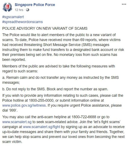 New Phone Scam Threatens Victims With Arson, S’poreans Advised To Stay ...