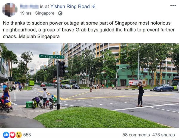 GrabFood Riders Help Direct Traffic After Yishun Power Outage Shuts Off ...
