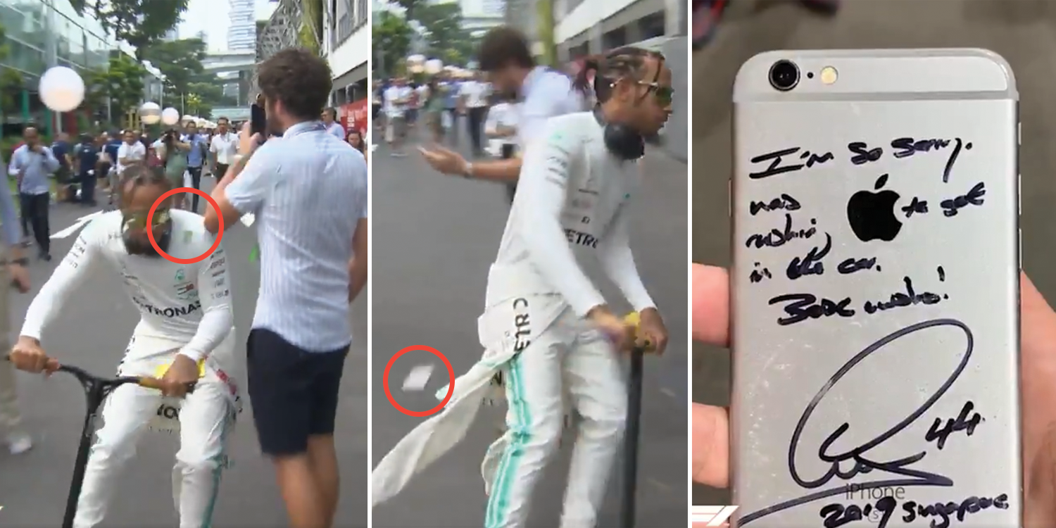 Lewis Hamilton Signs A Fan’s iPhone In S'pore After He Accidentally ...