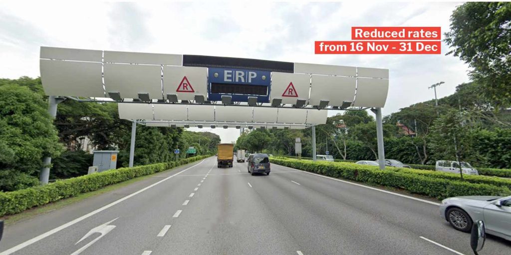 30 ERP Gantries Around S'pore To Have Rates Reduced By 50-100% Till 31 Dec