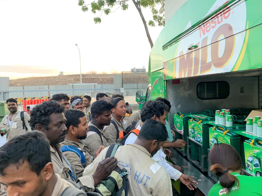 S'pore Construction Workers, Cleaners & Security Guards Get Free Milo ...