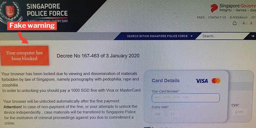 Fake SPF Website 'Locks' Your Computer To Phish Info, Police Advise To ...