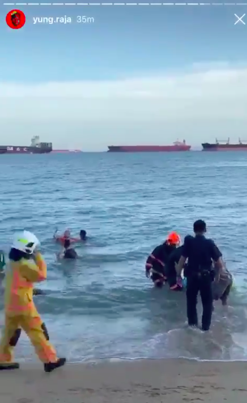 Grandfather & Grandson Stranded At Sea During East Coast Park High Tide ...