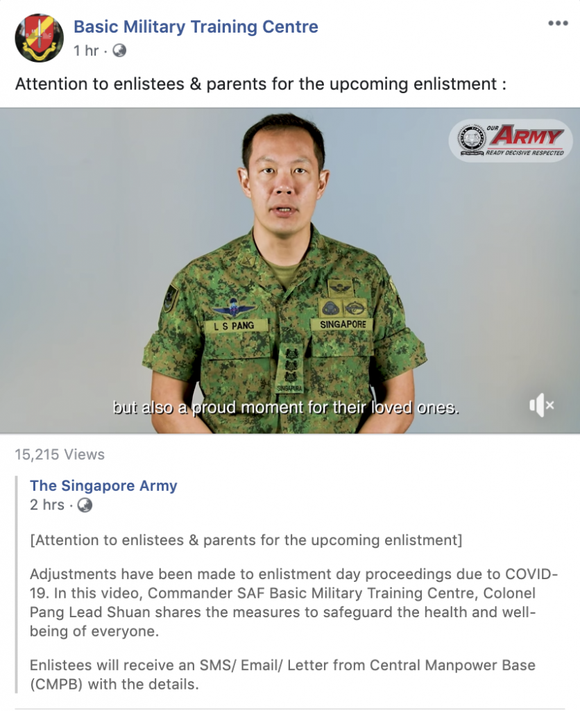 Parents Won't Be Able To Send Sons Off To NS At Pulau Tekong, Enlistees ...