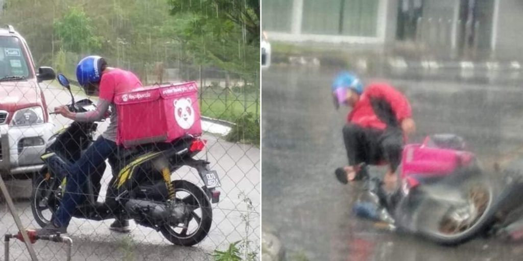Delivery Rider Falls Mid-Journey In Rain, Checks If Food Is Okay First ...