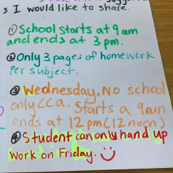 Student Asks Minister To Cancel School On Wed & Limit Homework In ...