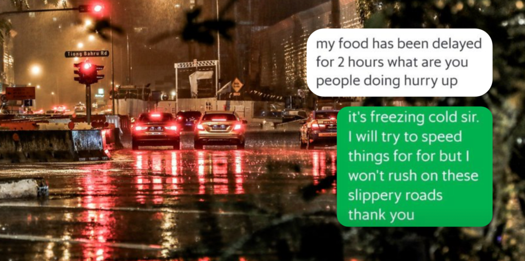 Grabfood Rider Told To Hurry Up In The Rain, Explains He Won't Rush On ...