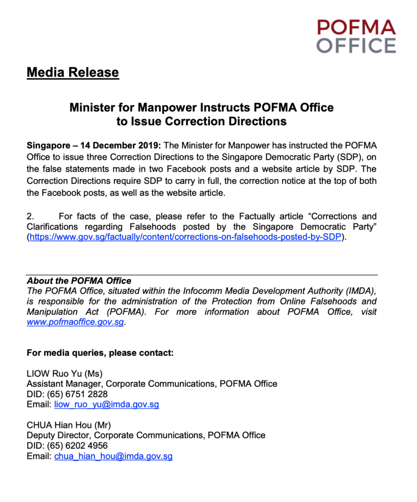 SDP Challenges POFMA Order For 3rd Time, Being Heard By S'pore's ...