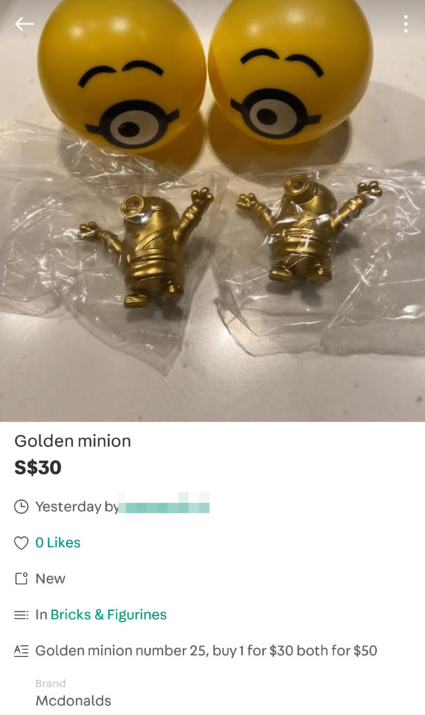McDonald’s Golden Minion Toys Resold On Carousell For $88, Can Buy ...