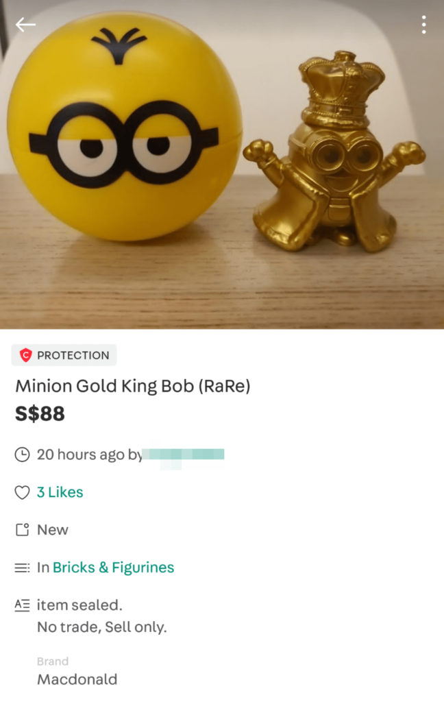 McDonald’s Golden Minion Toys Resold On Carousell For $88, Can Buy ...