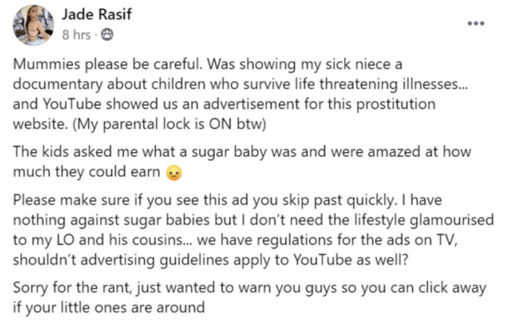 Jade Rasif Warns Parents About Sugar Baby Ads On YouTube, Urges Them To ...