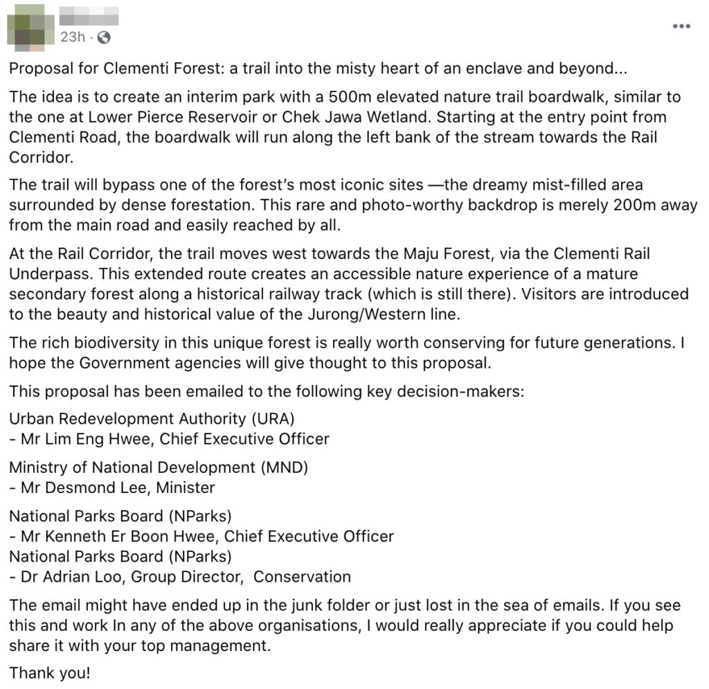 Clementi Forest Trail Proposed By Nature Lover, With Elevated Boardwalk ...