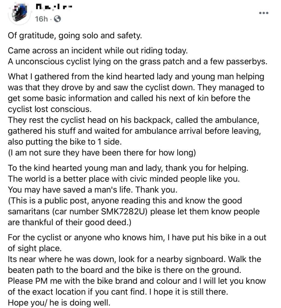 S’pore Cyclist Loses Consciousness Along Roadside, Drivers Passing By ...