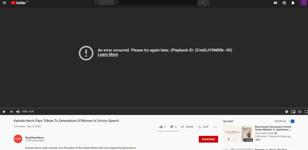 YouTube Experiences Issues On 12 Nov Morning, Users Face Error Message ...