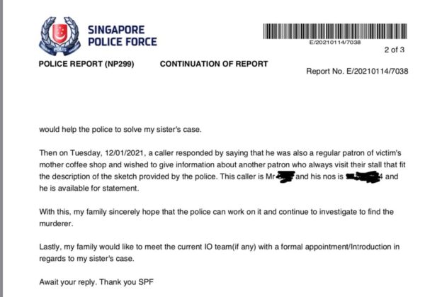 Family Of Lim Shiow Rong Receives Tip-Off On Murder Suspect, CID Is ...