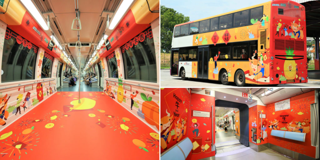 MRTs & Buses Decked In Red With Cute Oxes, Oranges & Angbaos To Make ...