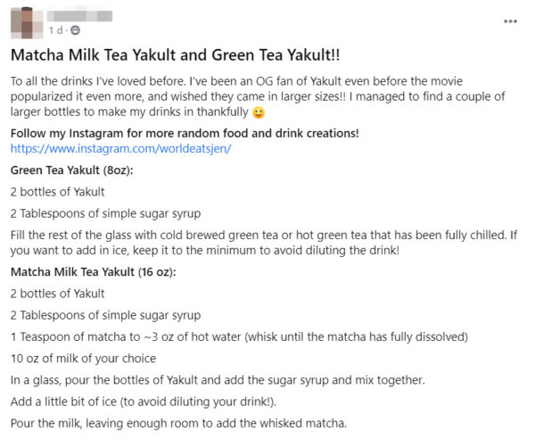 Jumbo Yakult With Milk Tea & Matcha Is The Ultimate Asian Drink, Easy ...