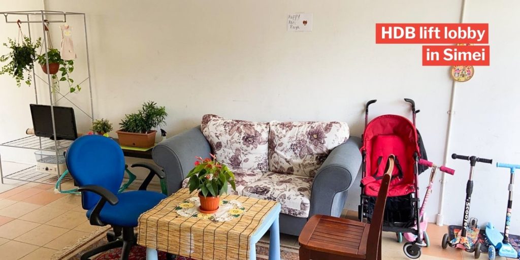 HDB Lift Lobby Turns Into Extended Living Room, Includes Office Corner ...