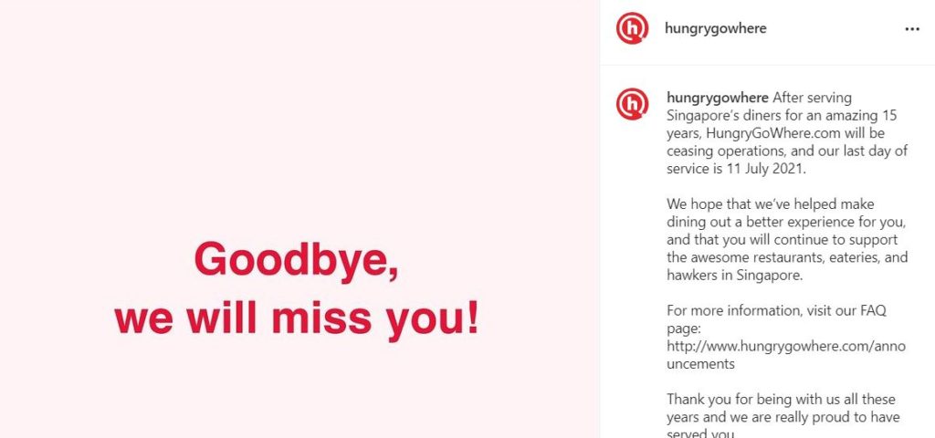 HungryGoWhere To Stop Operations After 15 Years, S’pore Bids Goodbye To ...