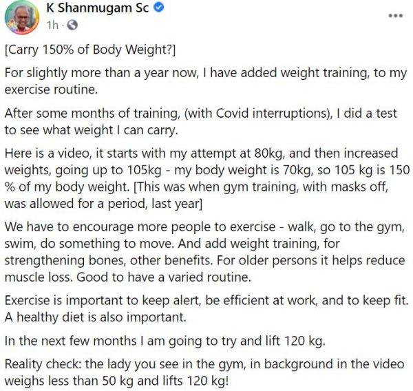 Shanmugam Shares Video Of Him Lifting Weights, Netizens Say He’s Their ...