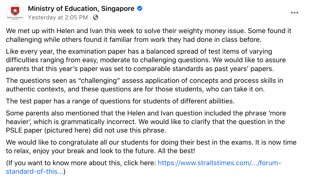 MOE Says PSLE Maths Paper Comparable To Past Years, Parents Cite Covid ...