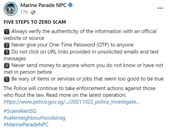 Marine Parade Police Centre Shares 5 Steps To 0 Scams, Teases Man Utd ...