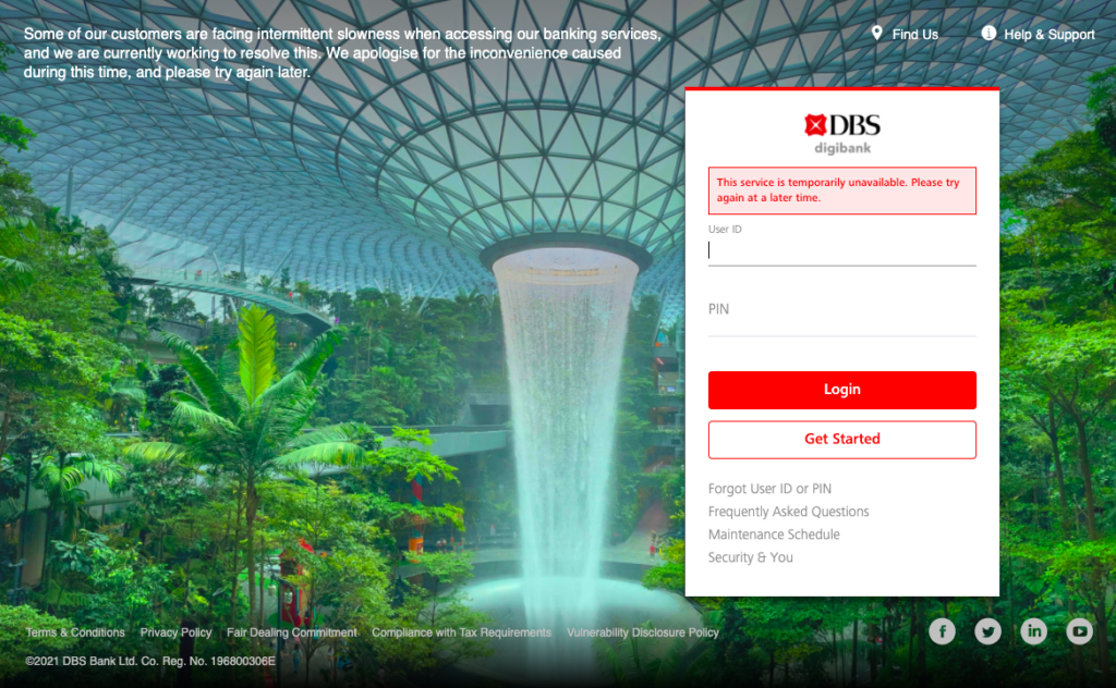 DBS App & Website Apparently Down For Some Users, Services Restored At 2am