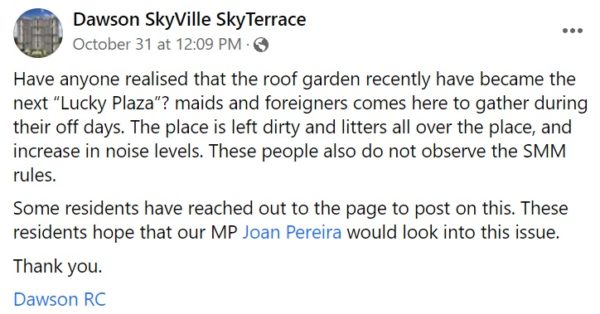 Dawson HDB Residents Concerned Over Large Gatherings At Rooftop Garden ...