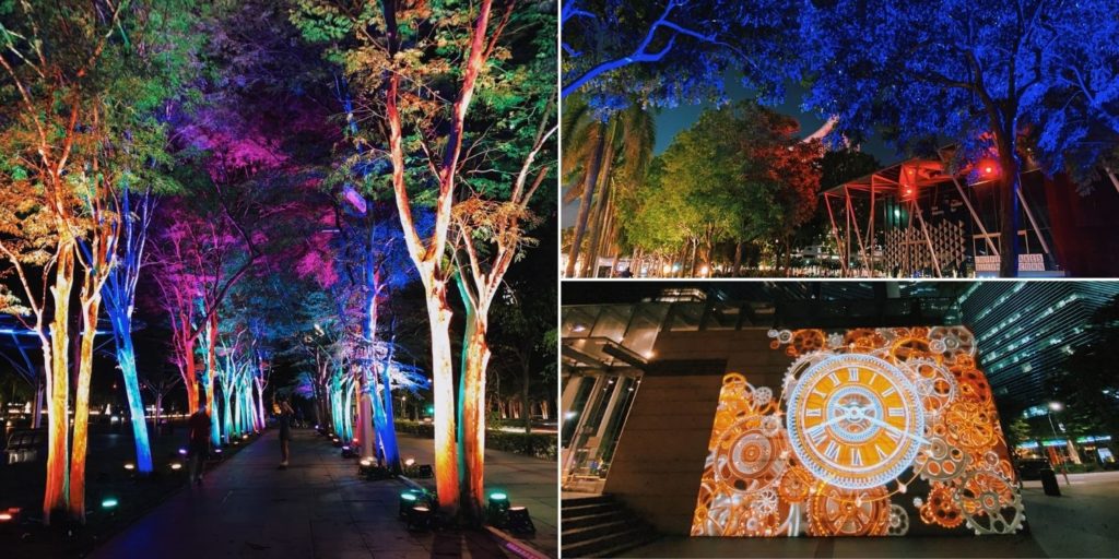 Marina Bay Waterfront Light Displays Have Rainbow Trees & Giant Clocks ...