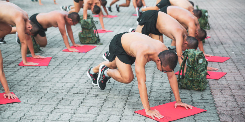 BMT Recruits Use Mats For Exercises, Older S'poreans Envy Better Life ...