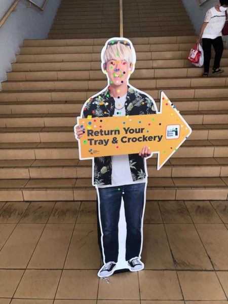 Tray Return Standees At Hawker Centres Defaced With Stickers, NEA Urges ...