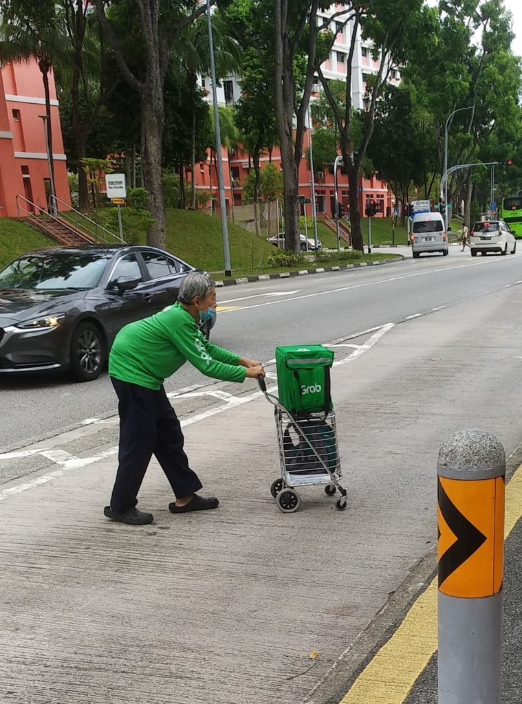 Grab Delivery Uncle Pushes Trolley At Choa Chu Kang Road, Dedicated To ...