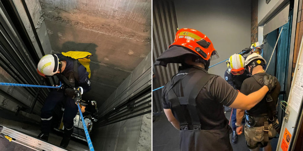 3 People Stuck In Junction 10 Lift, SCDF Rescuers Rappel Down To Save Them