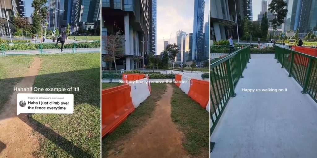 Marina Bay MRT Has New Walkway To Access Road, Barrier Blocking ...