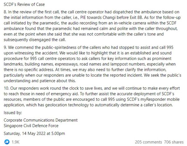 SCDF Says Paramedic Was Calm & Polite When Disengaging 995 Caller ...