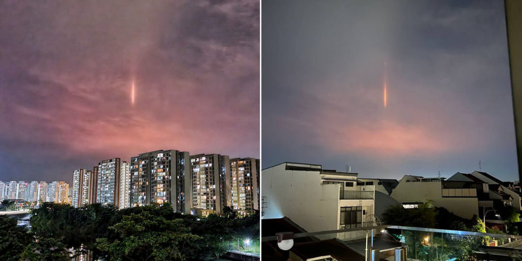 Mysterious Vertical Light Seen In S'pore Skies, Looks Like A Portal To ...