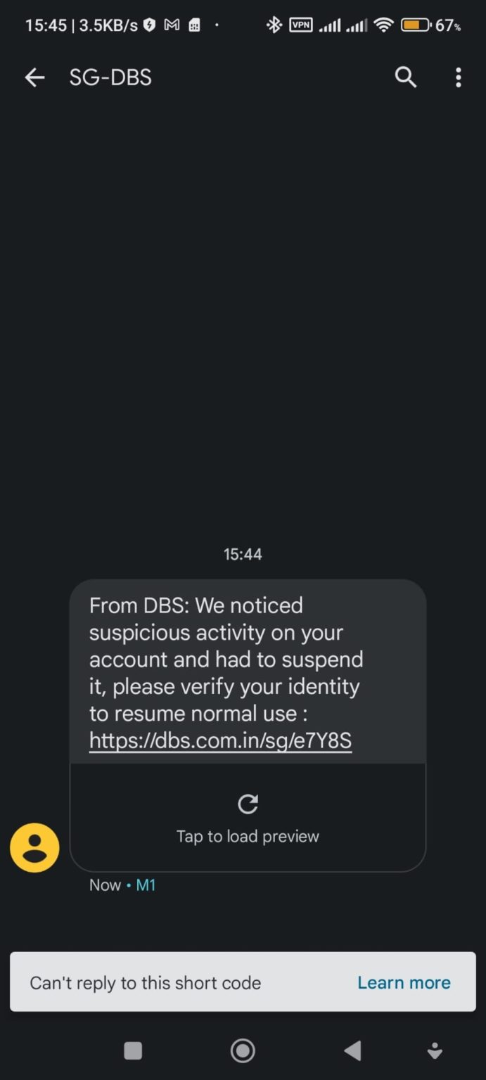 DBS SMS Scam Claims Card Blocked Or Account Frozen, Public Urged Not To ...