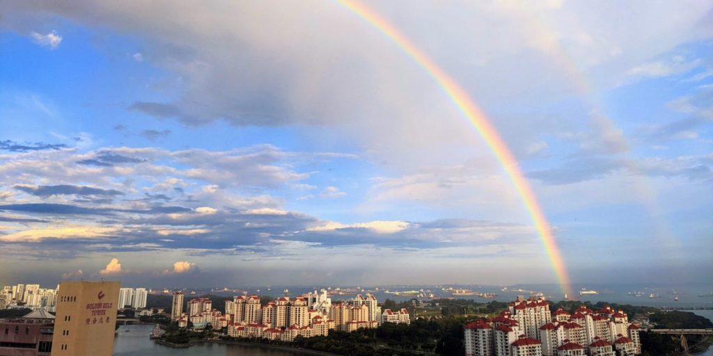 Double Rainbow Appears In S'pore Sky After 17 Aug Rain, A Hump Day Miracle