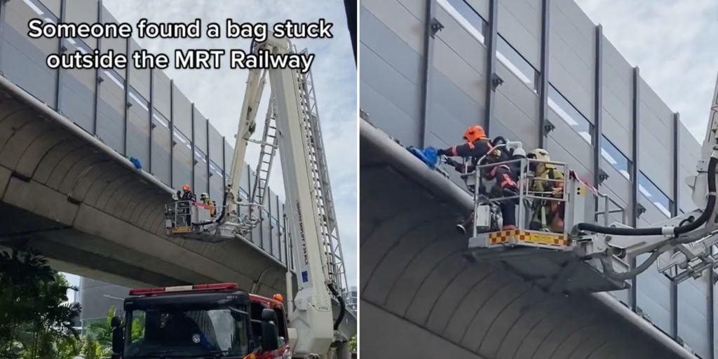 IKEA Bag Stuck On Queenstown MRT Tracks, SCDF Deploys Crane To Retrieve It