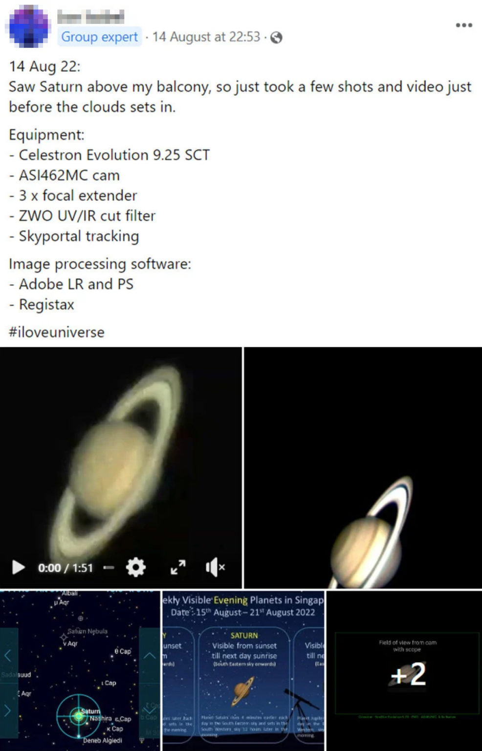 S'pore Man Captures Rare & Detailed Pictures Of Saturn, Will Be Visible ...