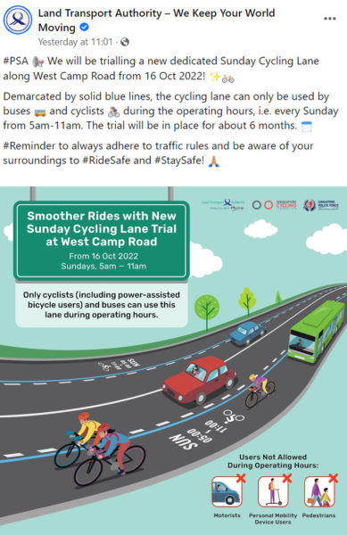 Seletar Cycling Lane Open From 16 Oct, Only Buses & Cyclists Allowed On ...